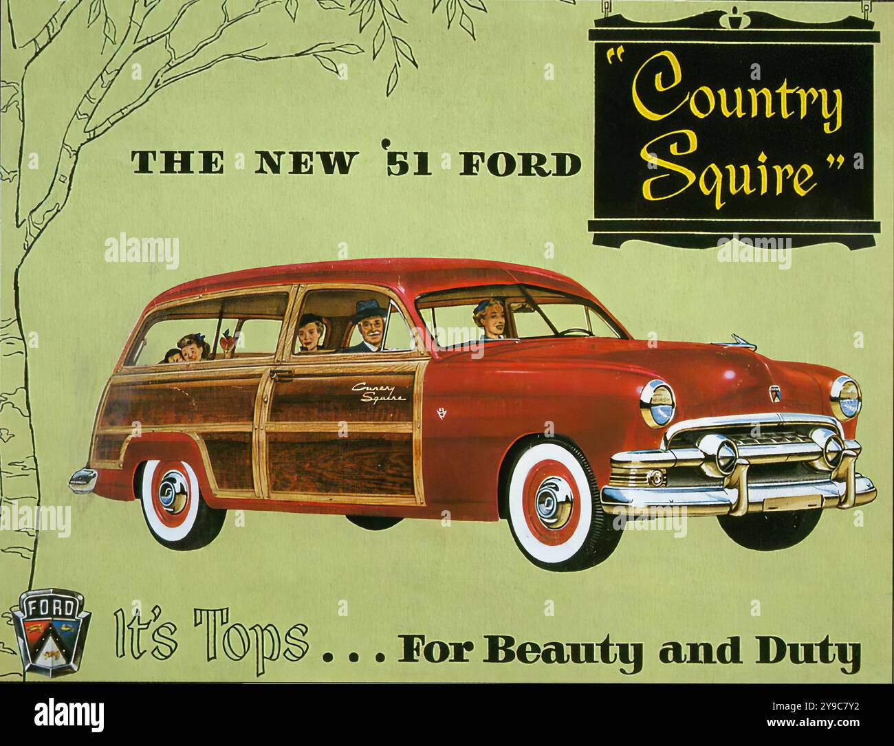 Ford Country Squire (1951) - Vintage press car advertising Stock Photo ...
