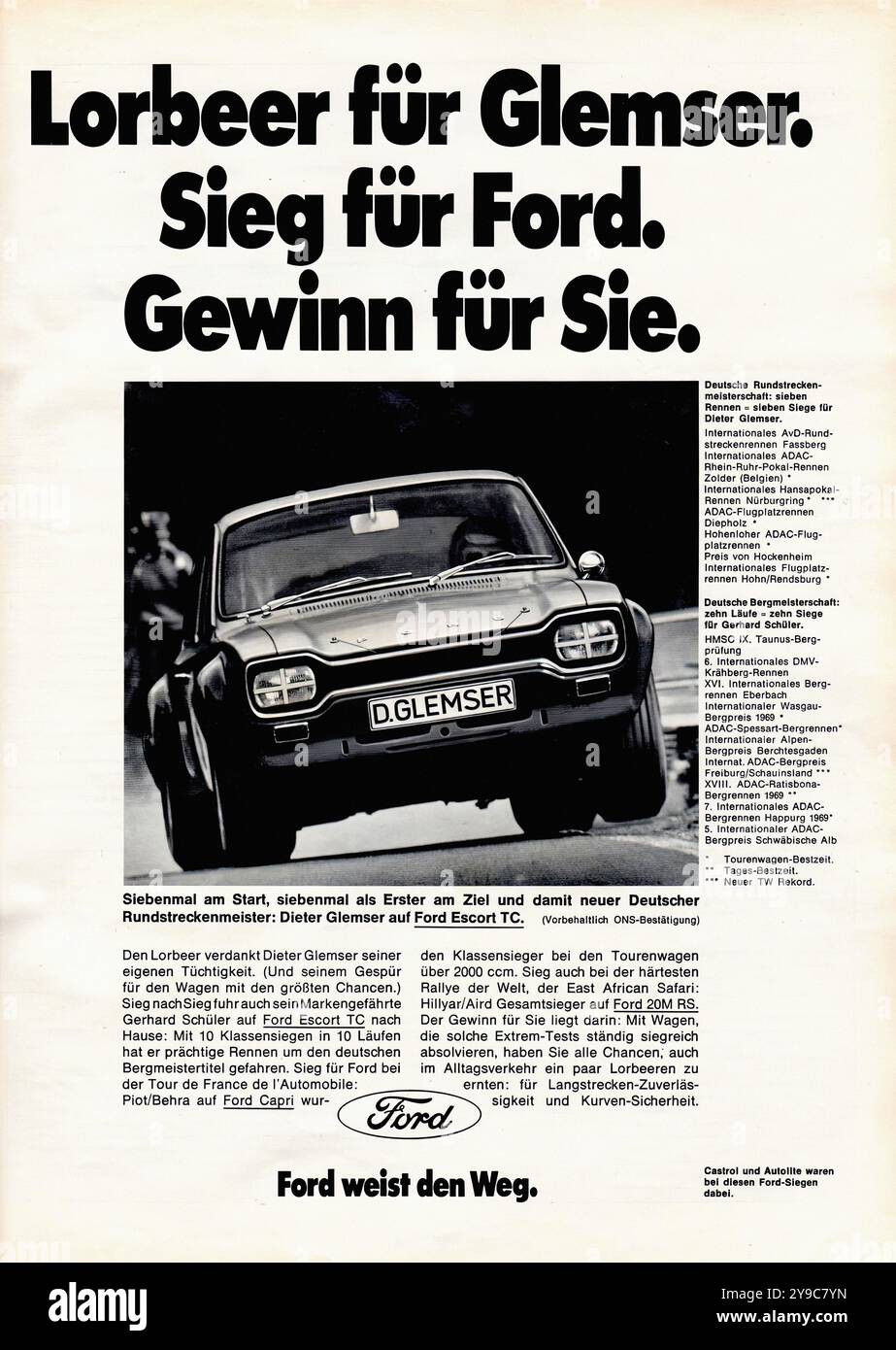 Ford Escort (1969) - Vintage German Press Car Advertising Stock Photo ...