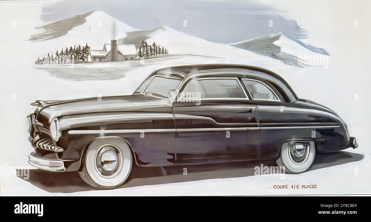 Ford Vedette Coupe Coach (1950) - Vintage press car advertising Stock ...