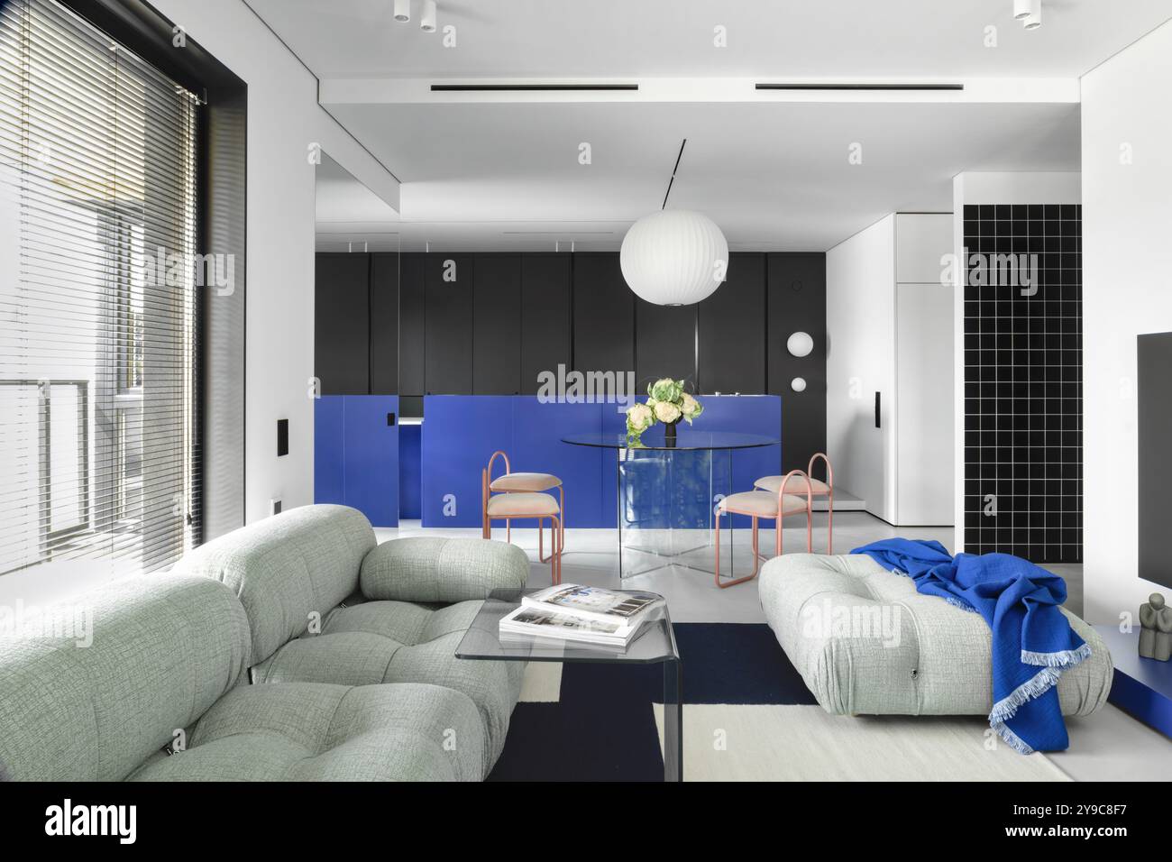A beautifully designed Modern Minimalist Living Room featuring an Open ...
