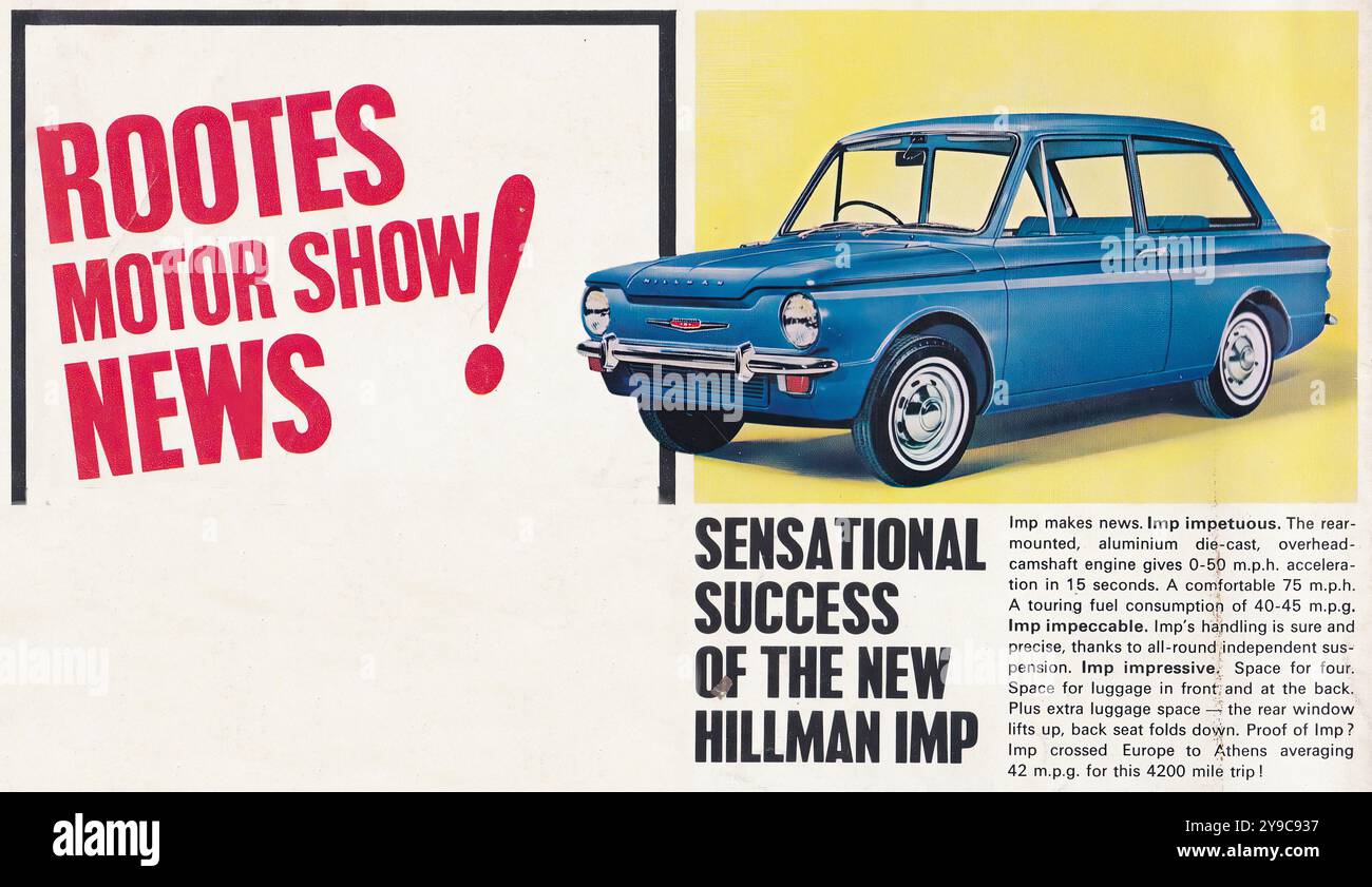 Hillman Imp (1964 model) 0001 - Vintage press car advertising Stock ...