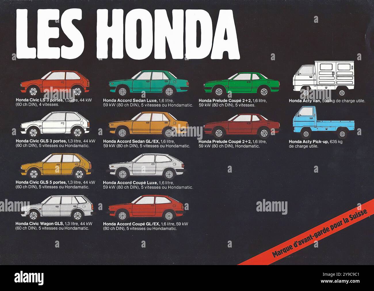 Honda in Switzerland - Vintage press car advertising Stock Photo - Alamy