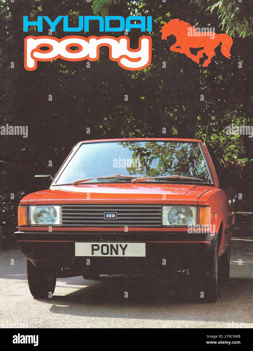 Hyundai Pony 0001 - Vintage press car advertising Stock Photo - Alamy
