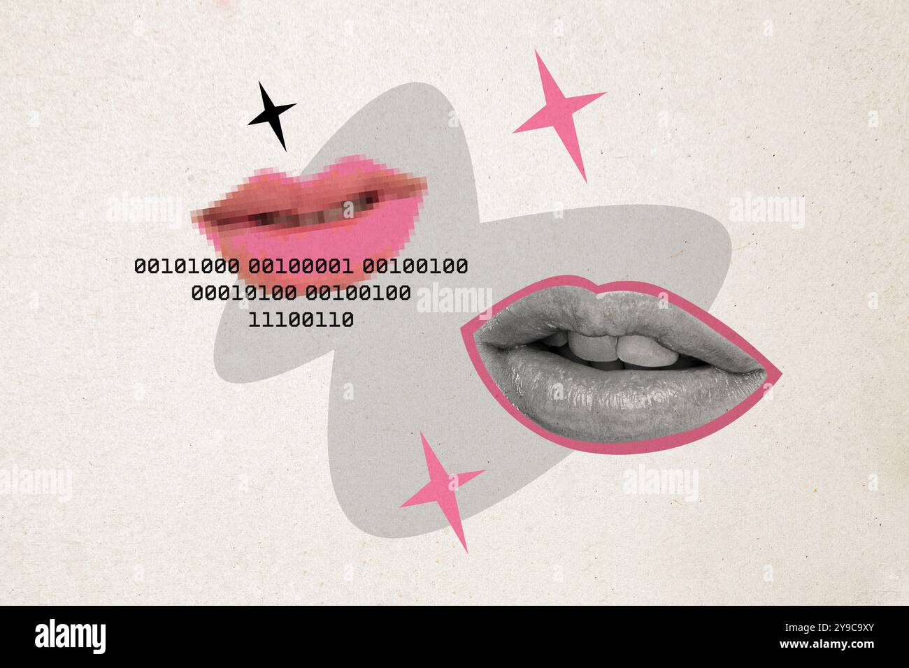 Composite trend artwork sketch image photo collage of mouth lips gossip ...