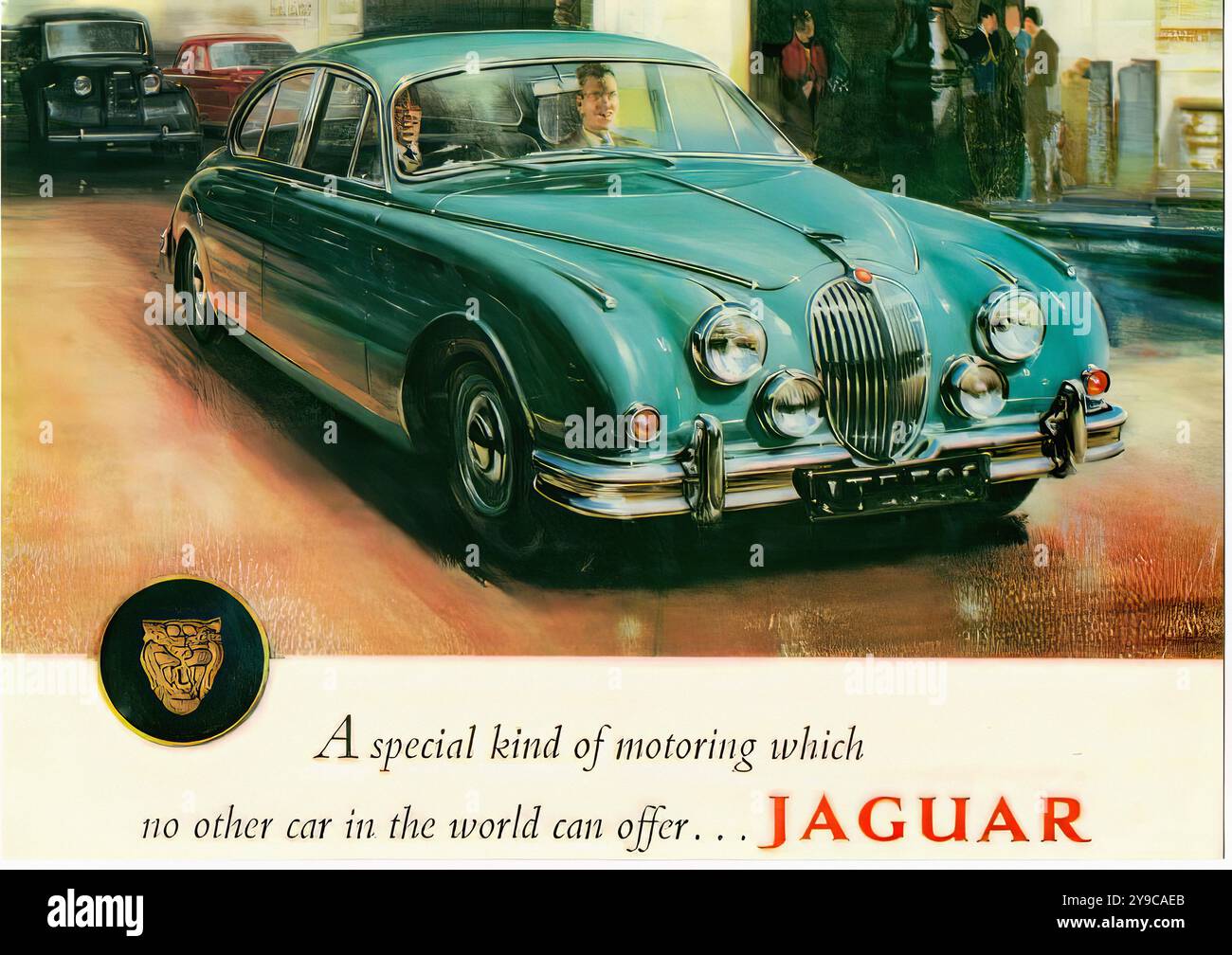 Jaguar Mk.2 - Vintage press car advertising Stock Photo - Alamy