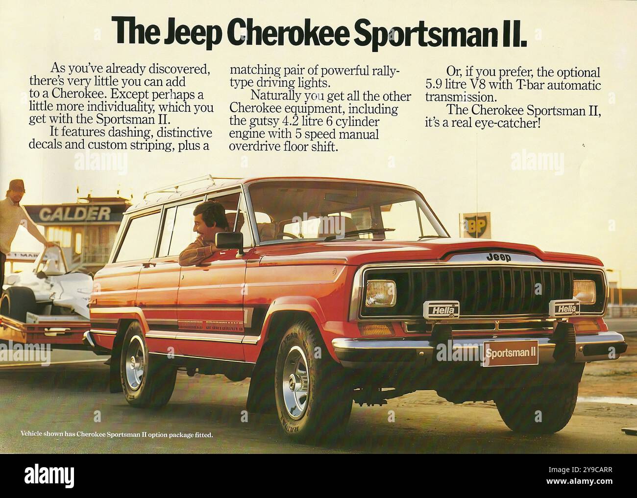 JEEP Cherokee Sportsman II - Vintage press car advertising Stock Photo ...