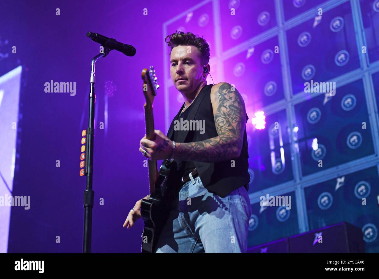 UK. 09th Oct, 2024. LONDON, ENGLAND - OCTOBER 09: Danny Jones of ‘McFly ...