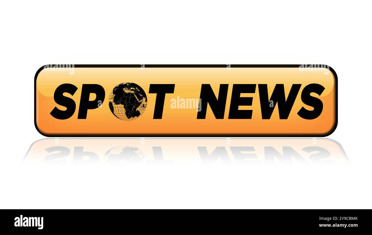 Spot News lettering on banner with reflections - 3D-Illustration Stock ...