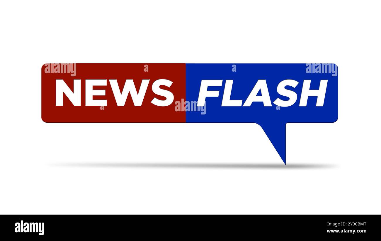 News Flash lettering on banner - 3D-Illustration Stock Photo - Alamy
