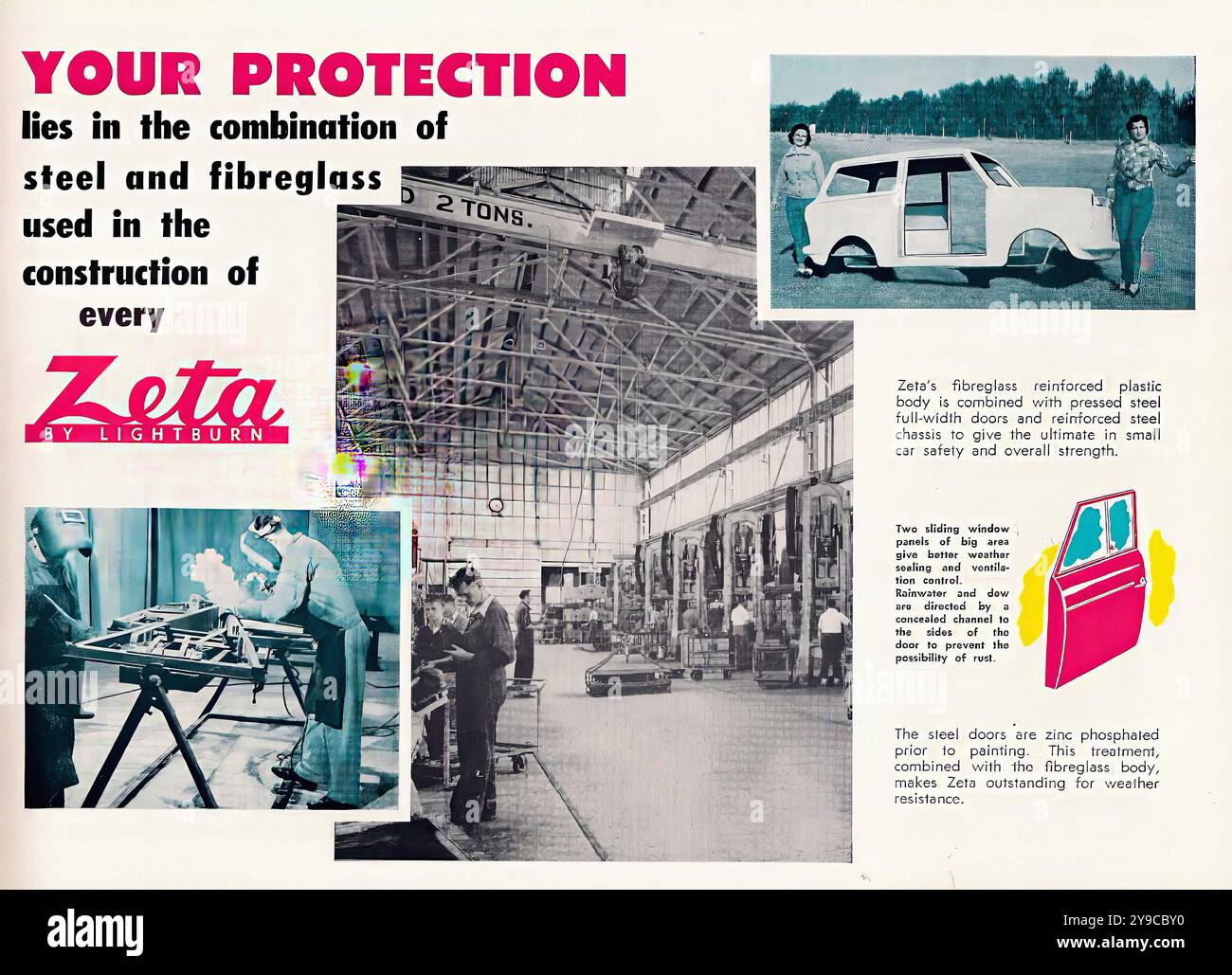 Lightburn Zeta Under Construction - Vintage press car advertising Stock ...
