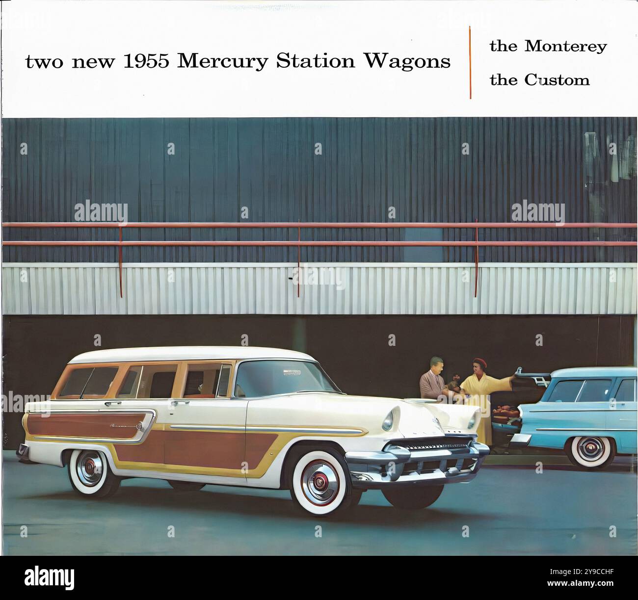 Mercury Station Wagons 1955 - Vintage press car advertising Stock Photo ...