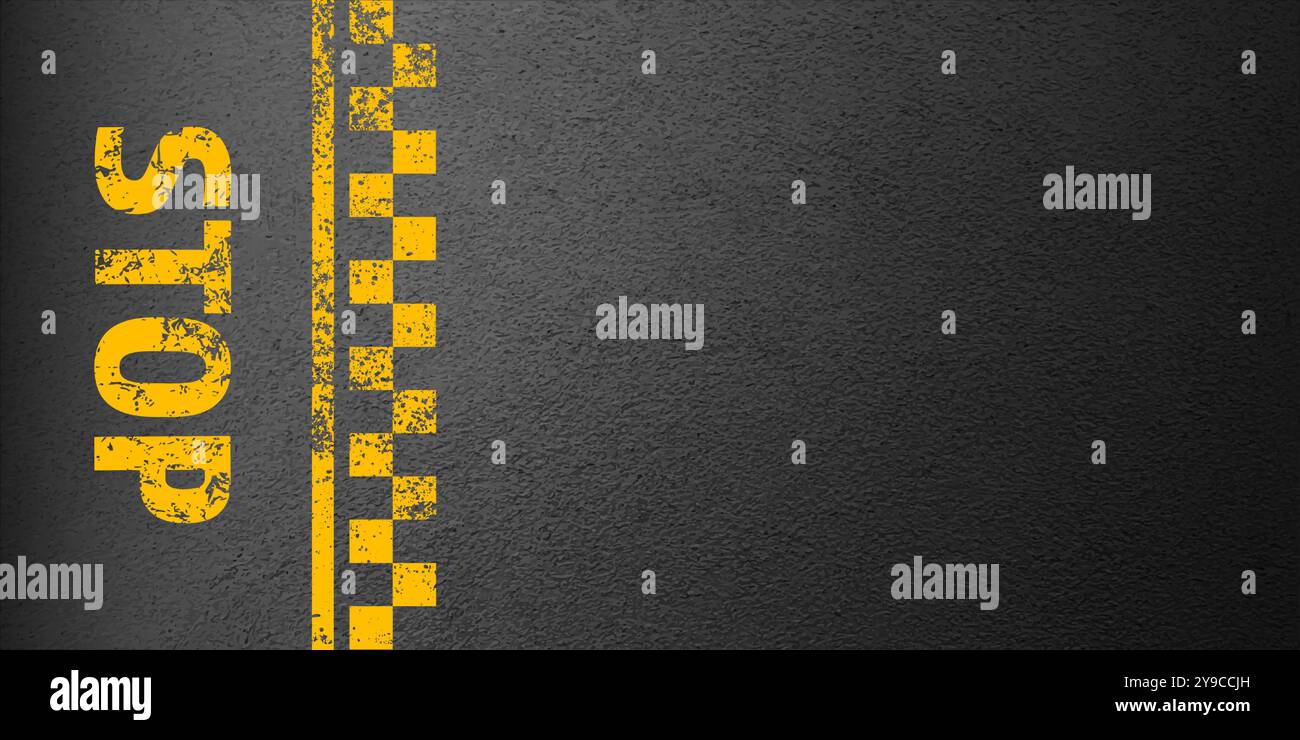 Asphalt road with stop lane marking, concrete highway surface, texture ...