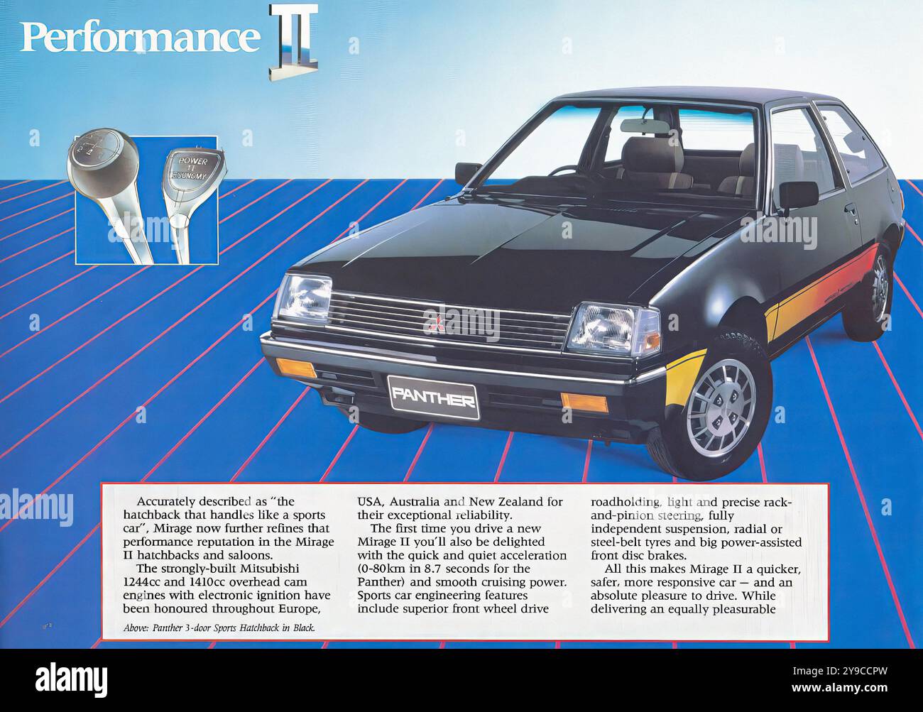 Mitsubishi Mirage II Panther - Vintage press car advertising Stock ...