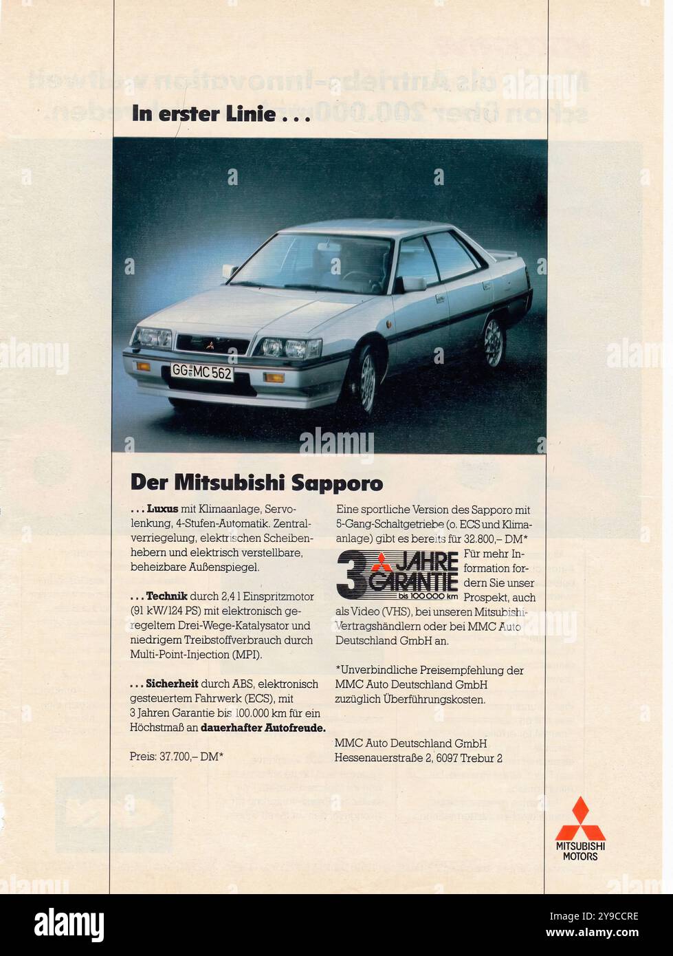 Mitsubishi Sapporo - Vintage German Press Car Advertising Stock Photo ...