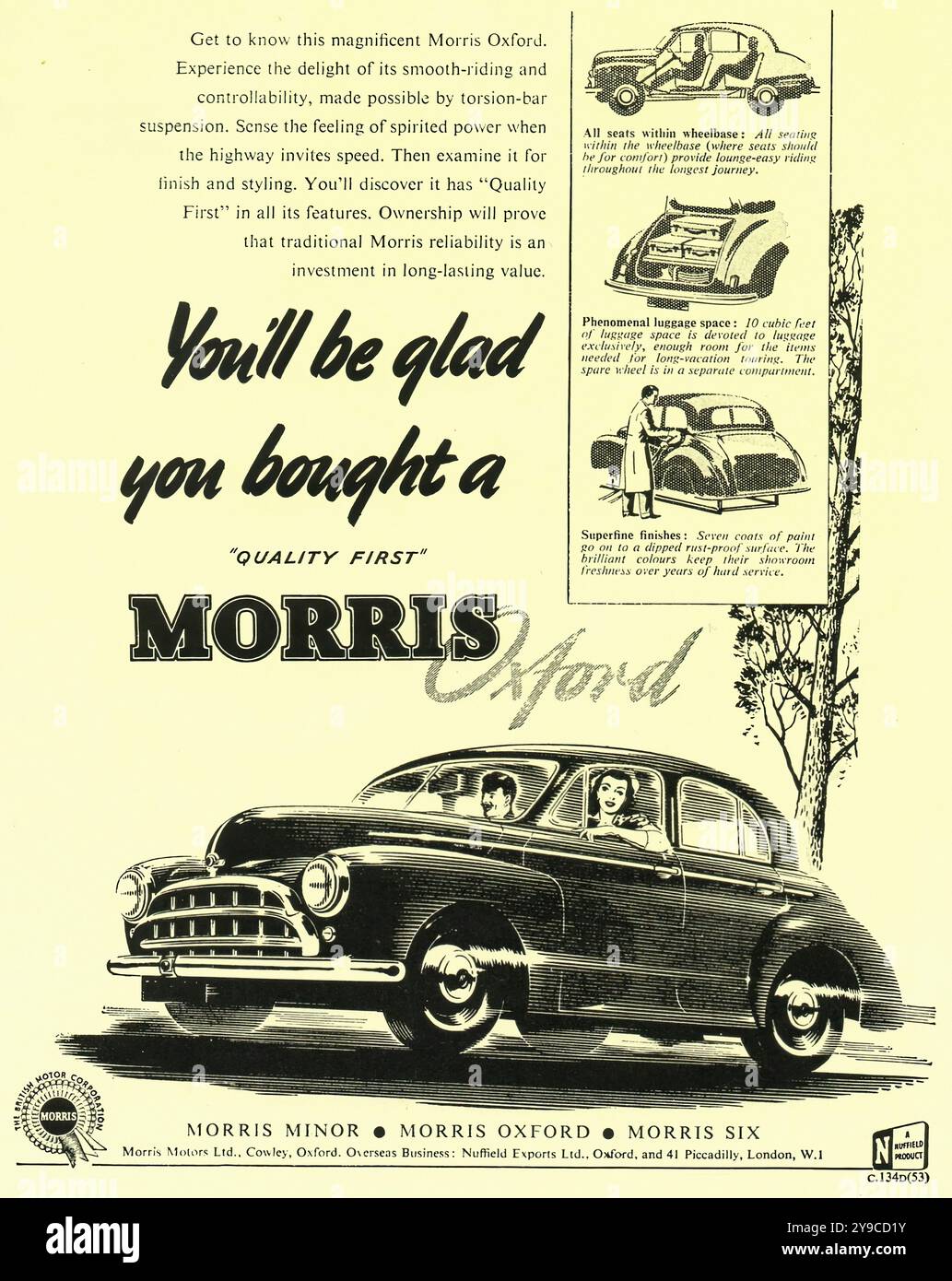 Morris Oxford Series MO (1953) - Vintage press car advertising Stock ...
