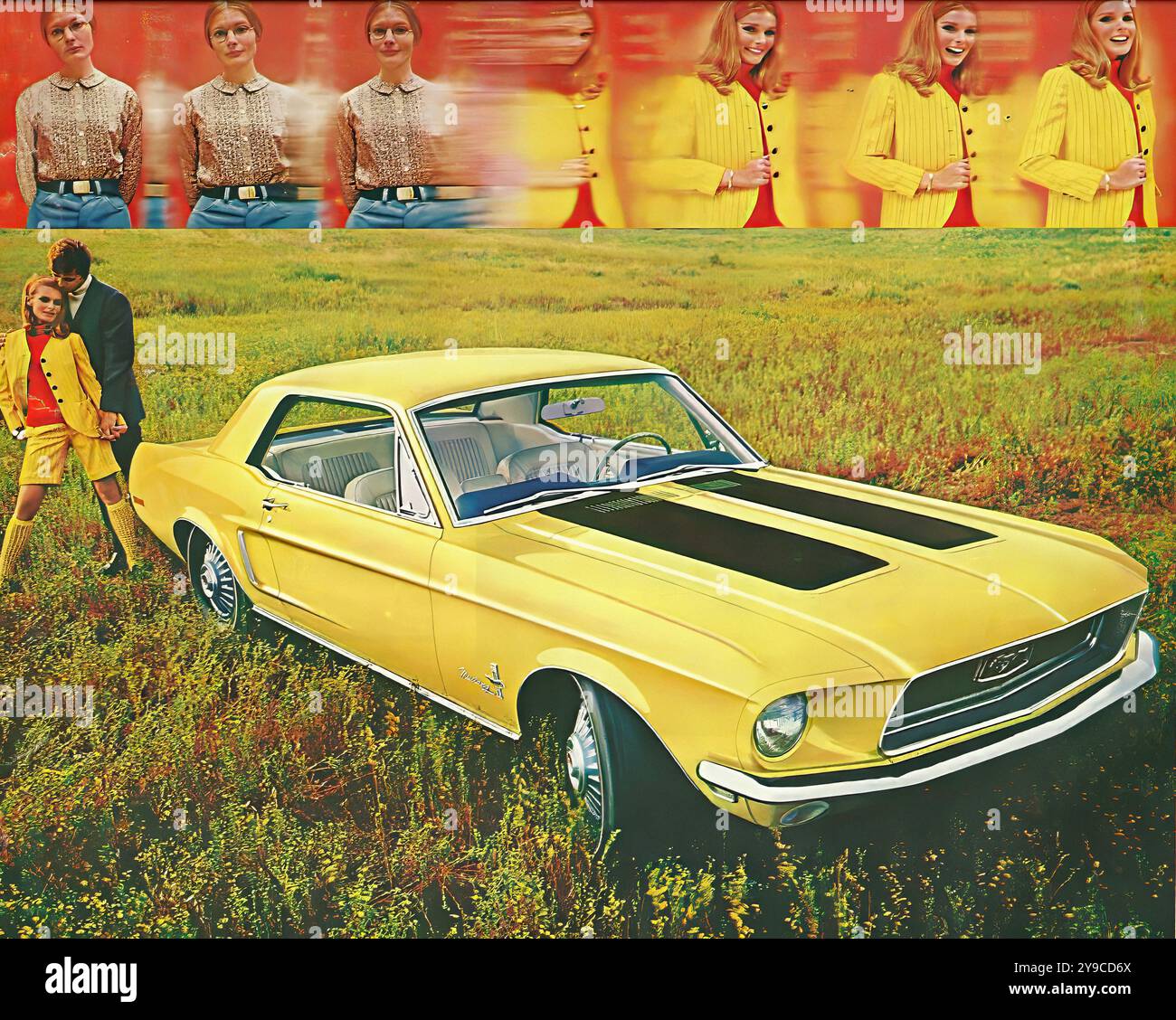 Mustang 0001 - Vintage press car advertising Stock Photo - Alamy