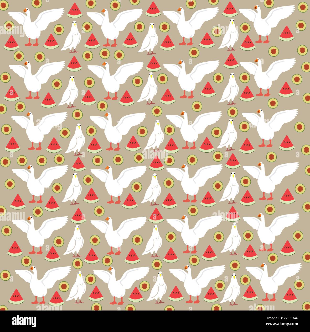swan, dove with fruit as a pattern background Stock Vector Image & Art ...