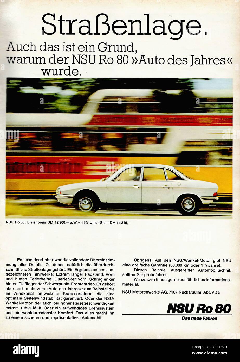 Nsu Ro 80 (1969) - Vintage German Press Car Advertising Stock Photo - Alamy