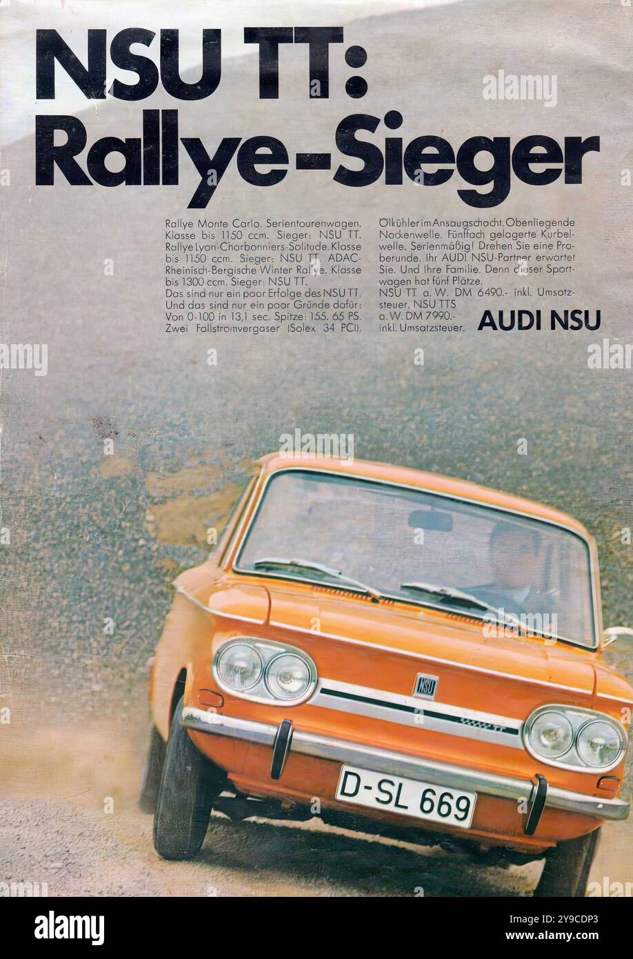 Nsu- Prinz Tt (1970) - Vintage German Press Car Advertising Stock Photo ...