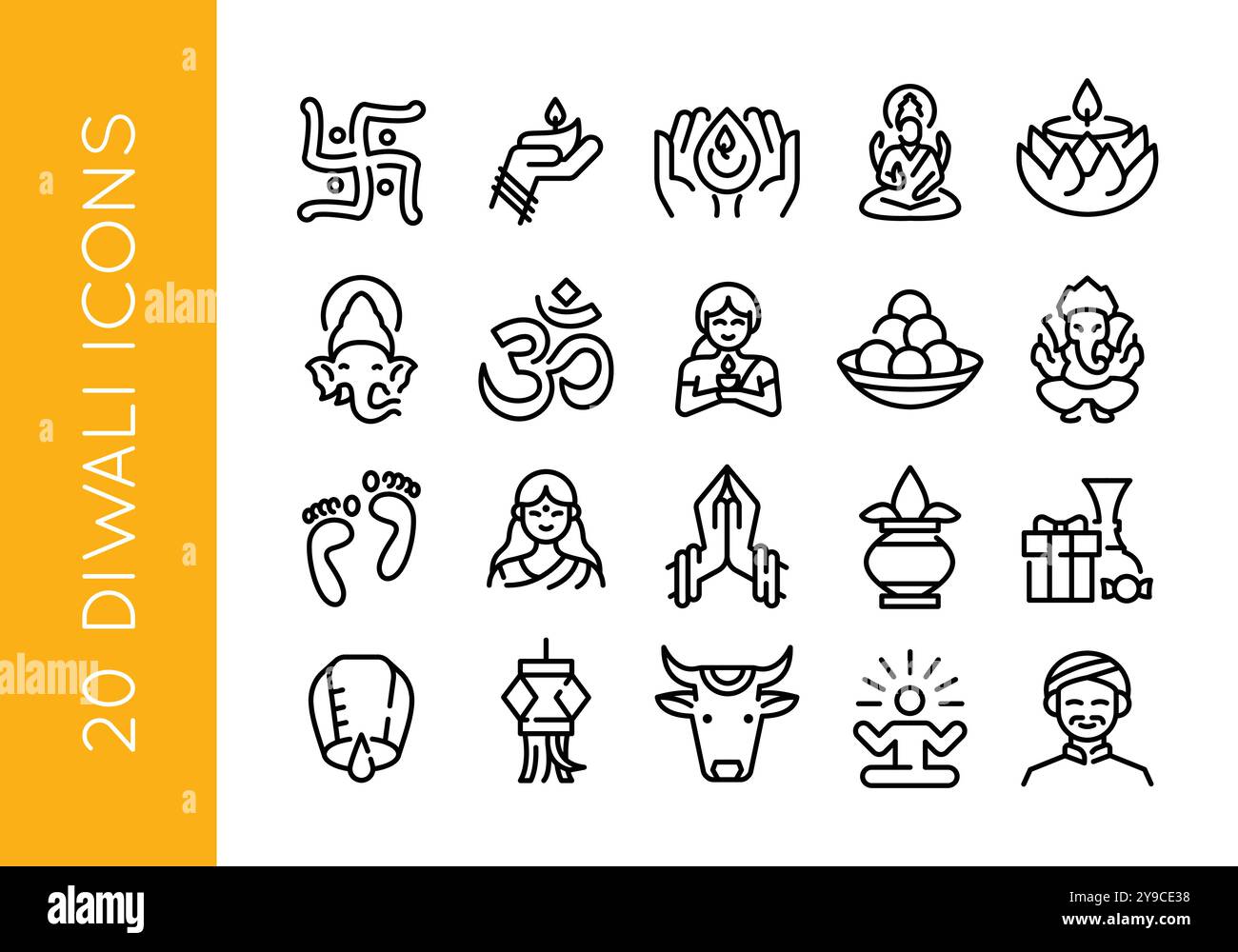 Diwali Icons Set Stock Vector Image & Art - Alamy