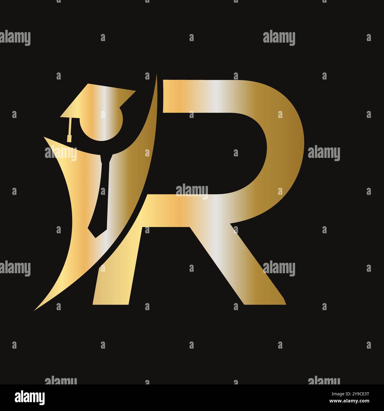 Letter R Education Logo Concept With Graduation Hat. Academy Graduation ...