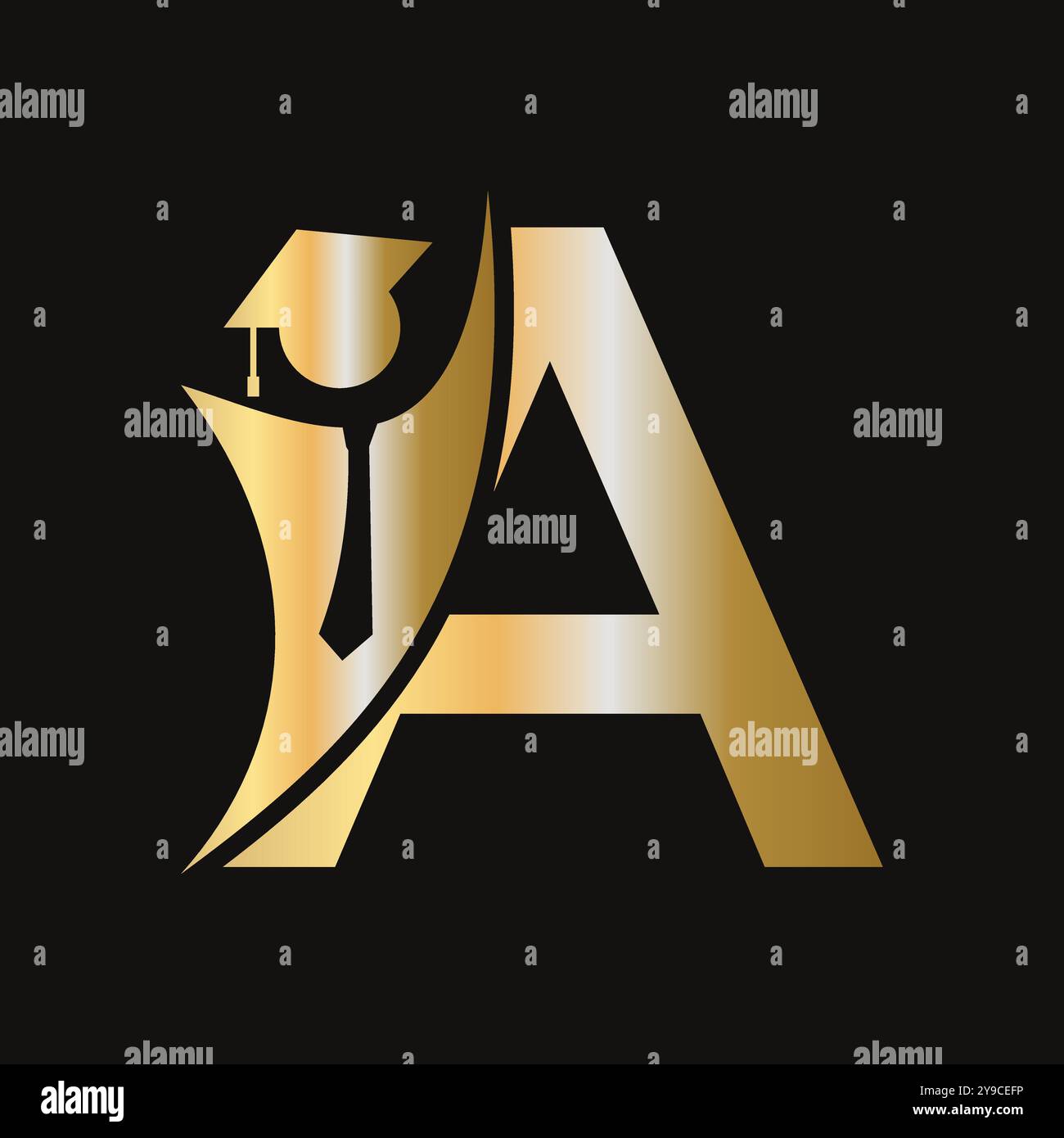 Letter A Education Logo Concept With Graduation Hat. Academy Graduation ...