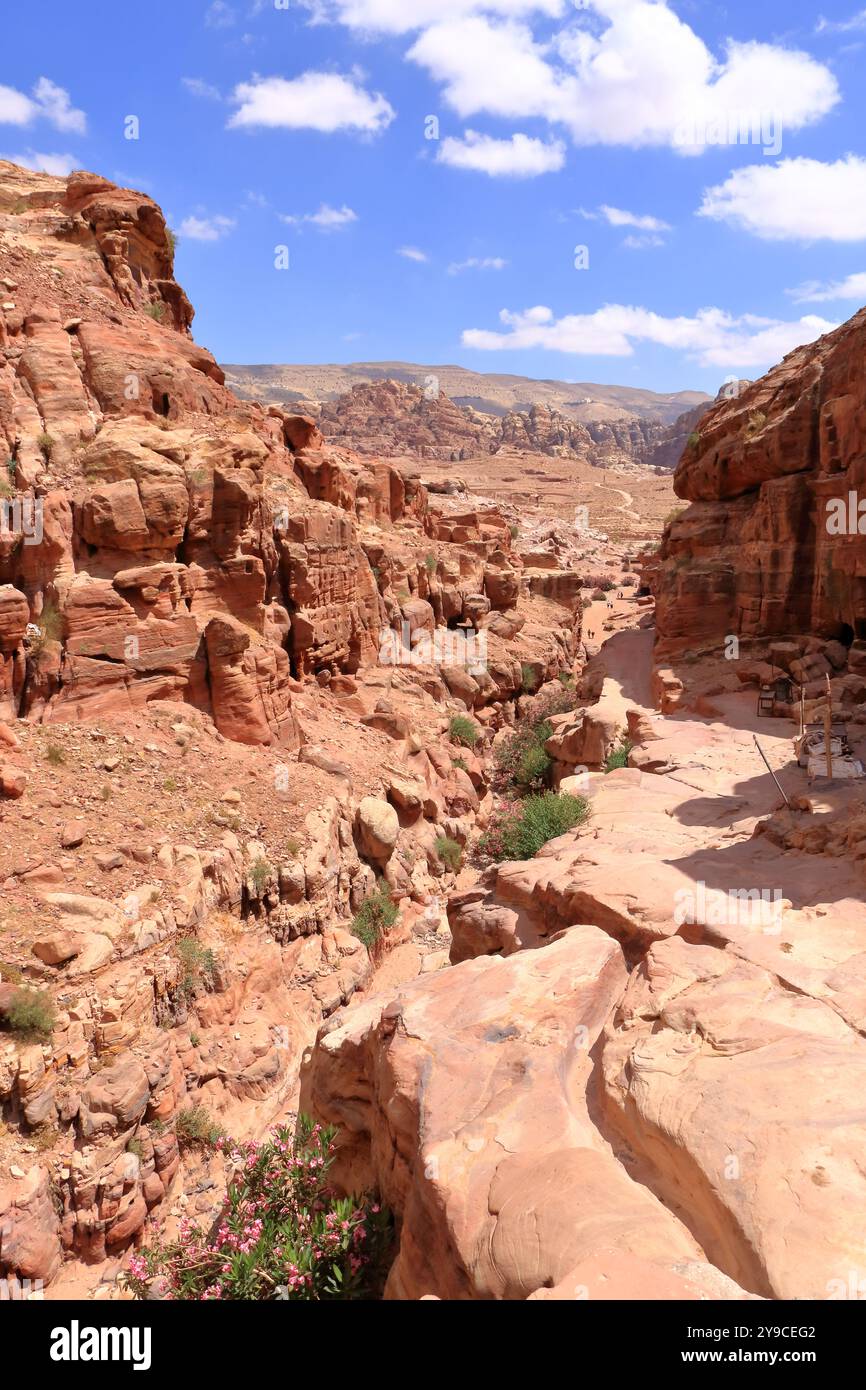 footpath in the rock along Ad-Deir Trail Monastery Route in the ...