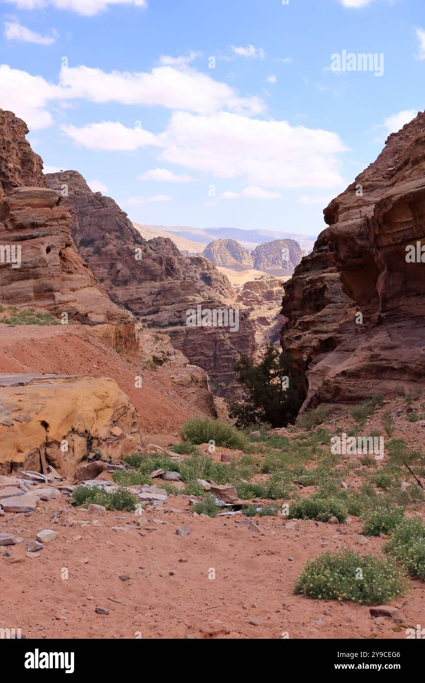 footpath in the rock along Ad-Deir Trail Monastery Route in the ...