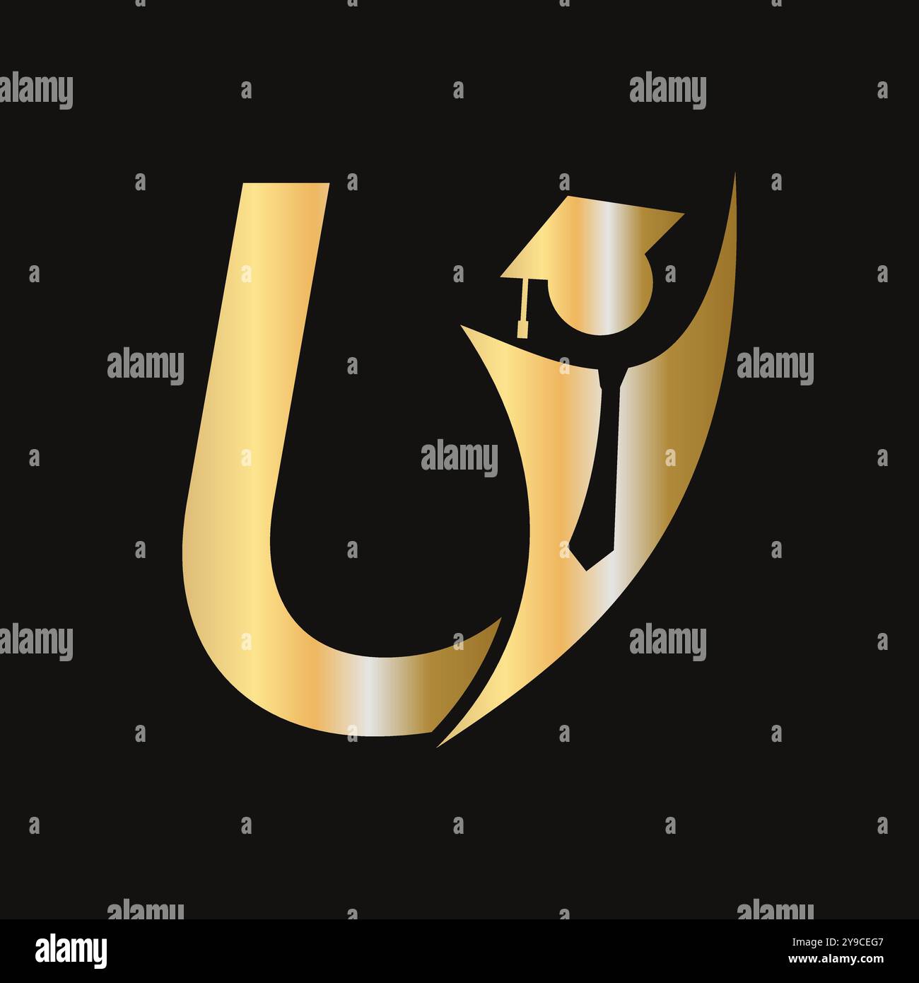 Letter U Education Logo Concept With Graduation Hat. Academy Graduation ...