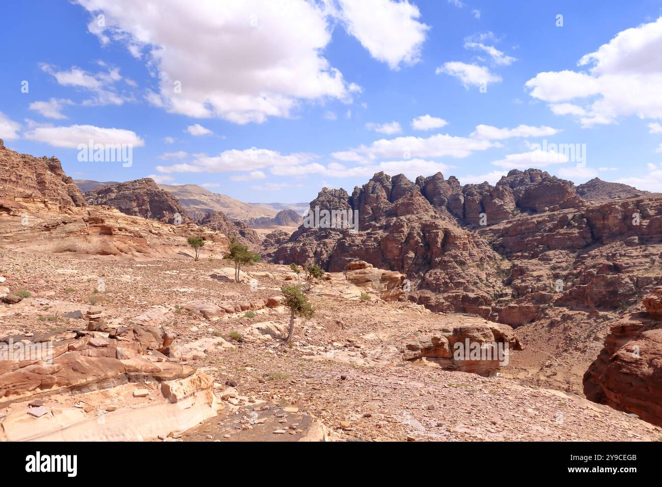 Scenic landscape view from the Ad-Deir Trail Monastery Route in the ...