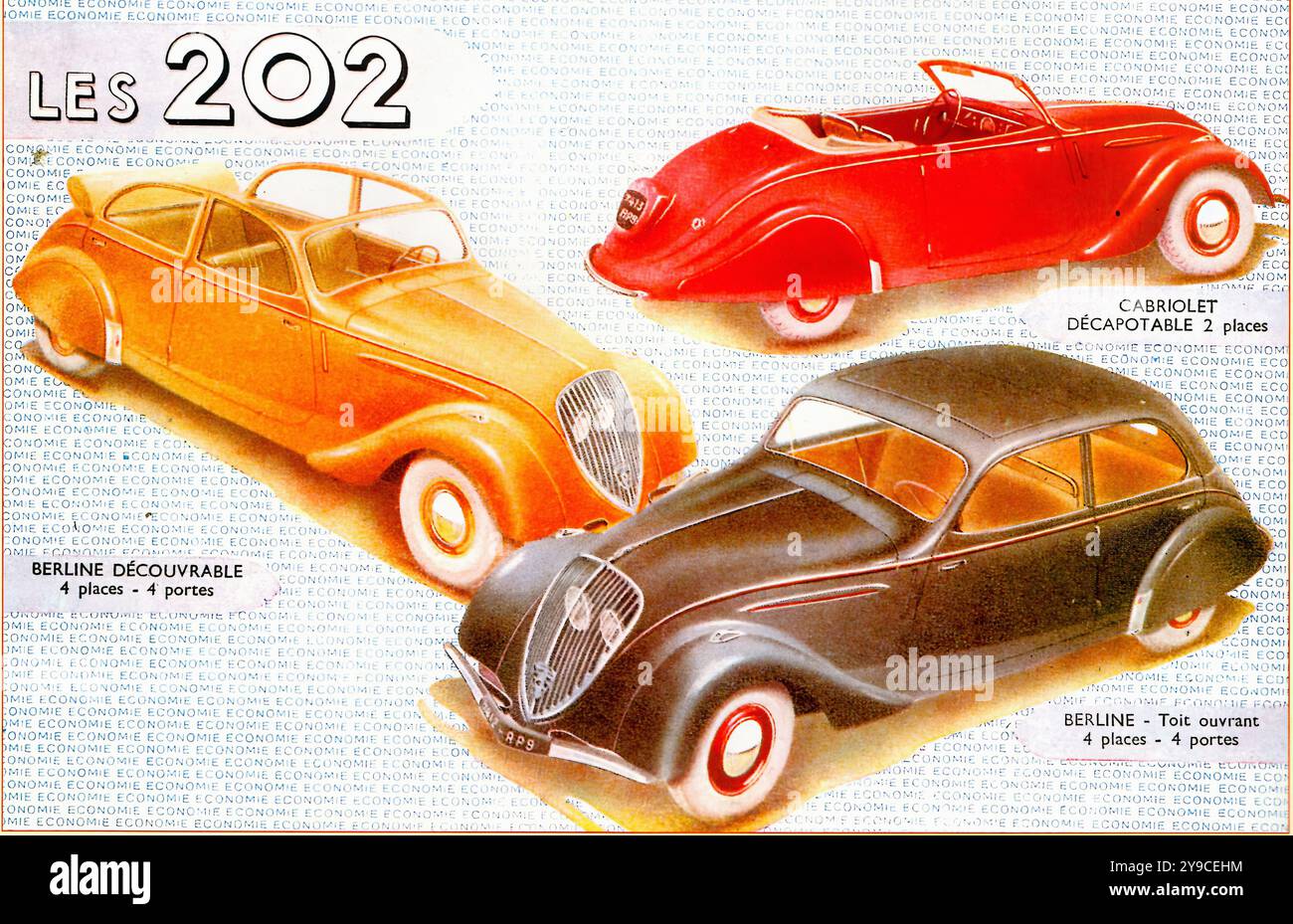 Peugeot 202 (1948) - Vintage press car advertising Stock Photo - Alamy