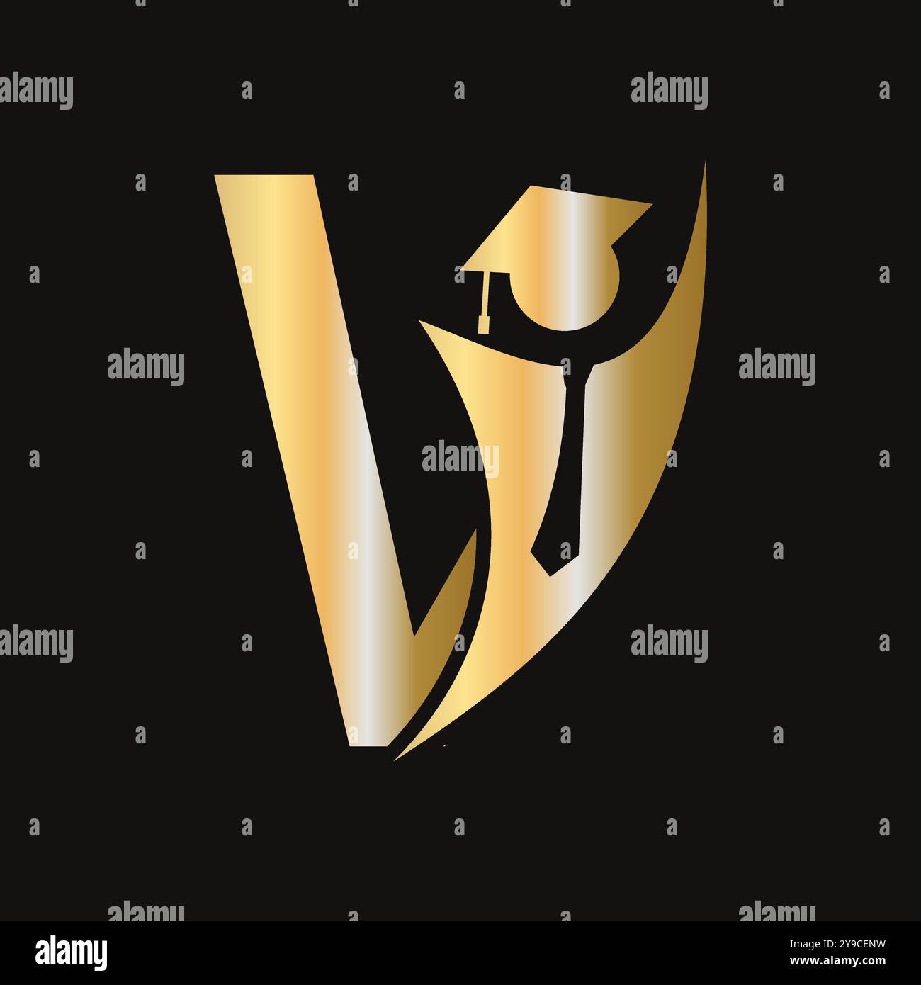 Letter V Education Logo Concept With Graduation Hat. Academy Graduation ...