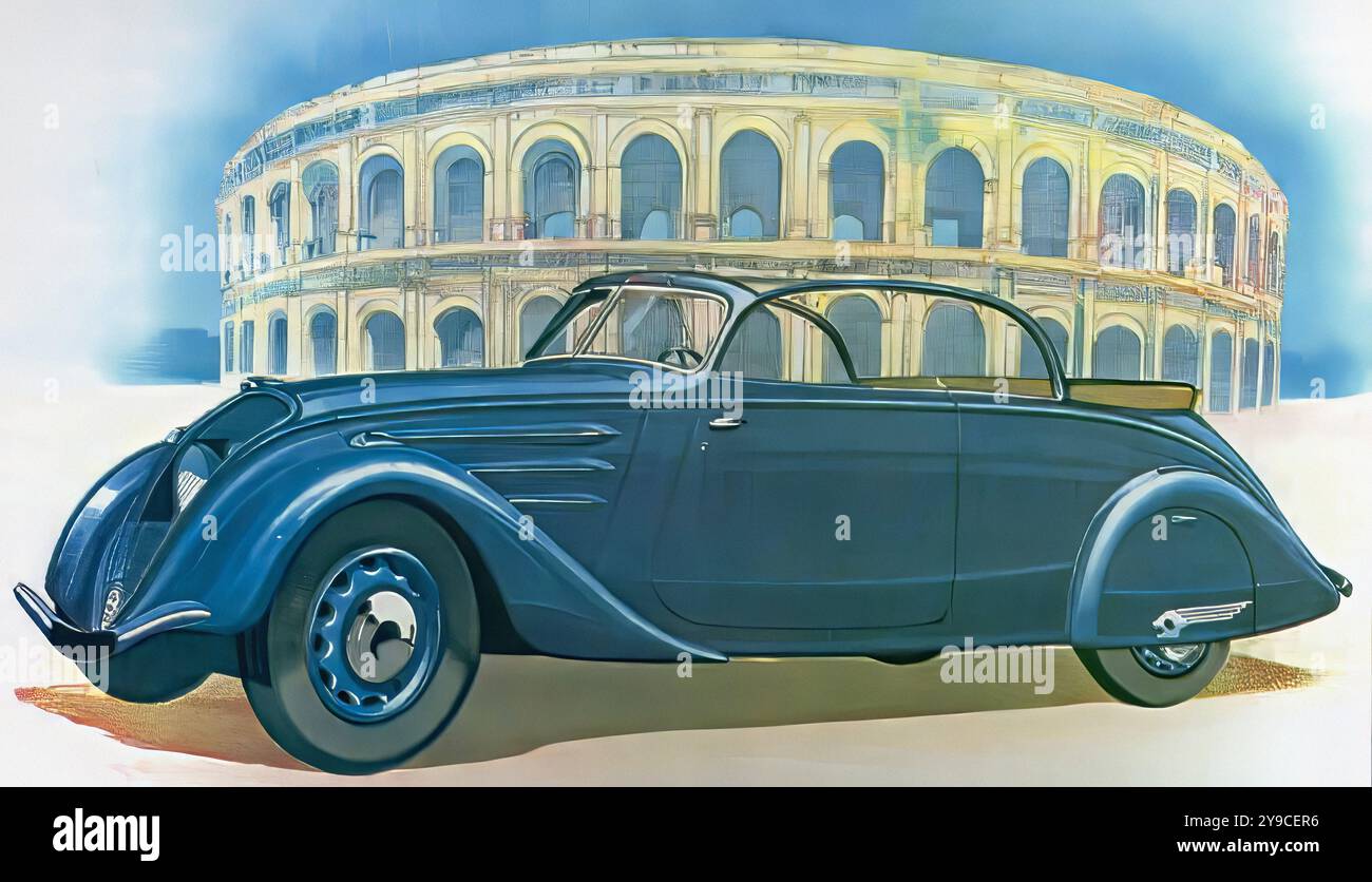 Peugeot 402 Coach Decapotable (1938) - Vintage press car advertising ...