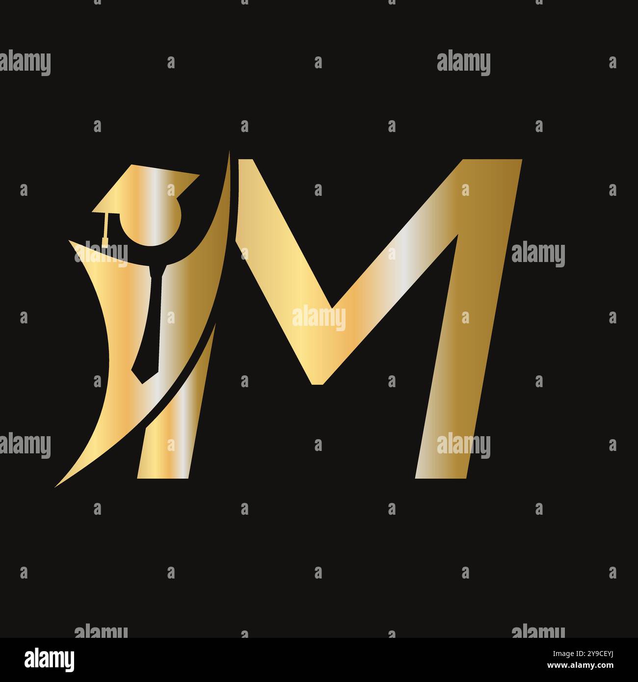 Letter M Education Logo Concept With Graduation Hat. Academy Graduation ...