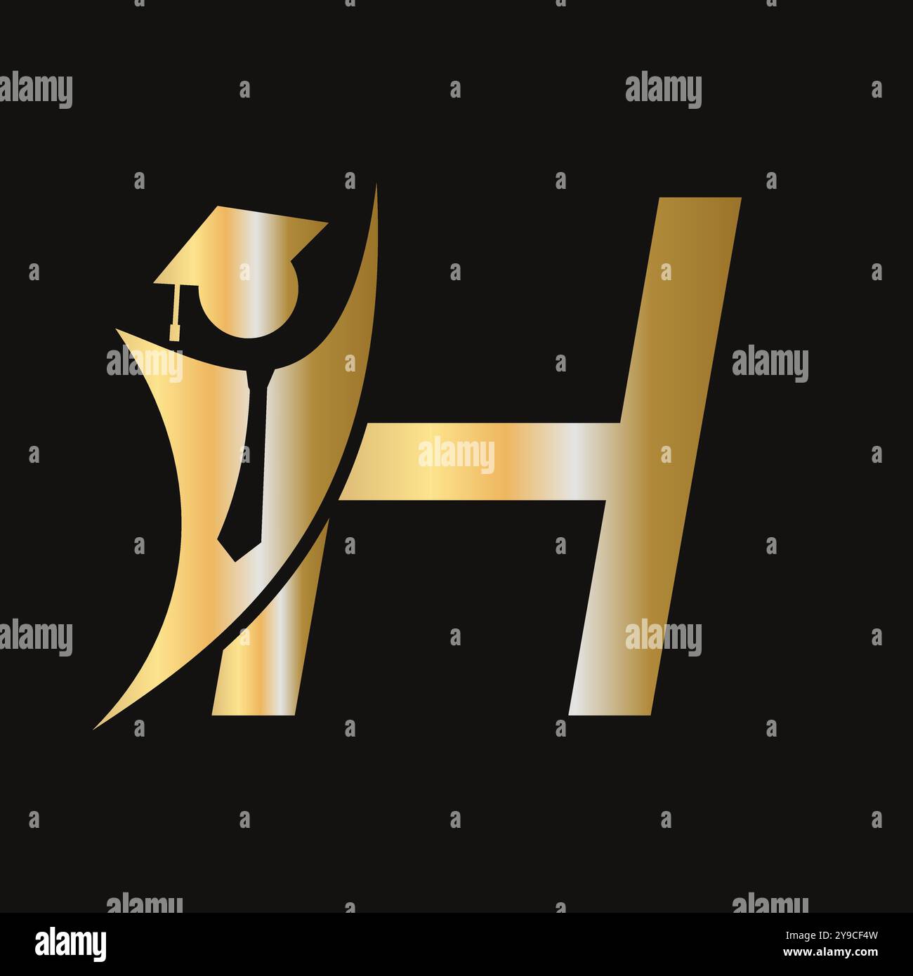 Letter H Education Logo Concept With Graduation Hat. Academy Graduation ...