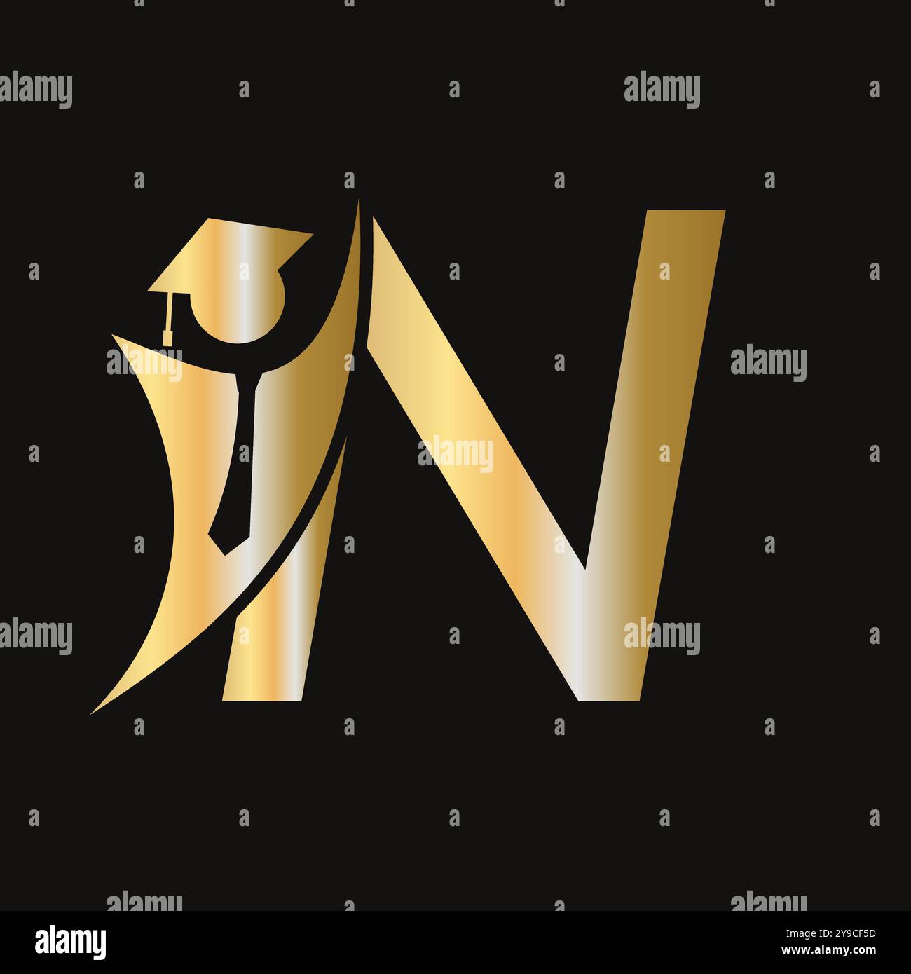Letter N Education Logo Concept With Graduation Hat. Academy Graduation ...