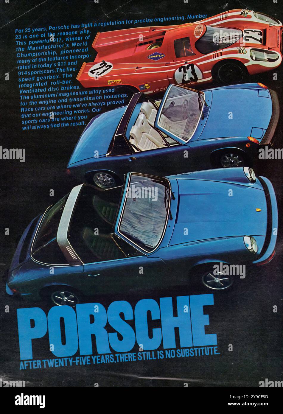 Porsche 911 Targa, 914 & 917 - Vintage press car advertising Stock ...