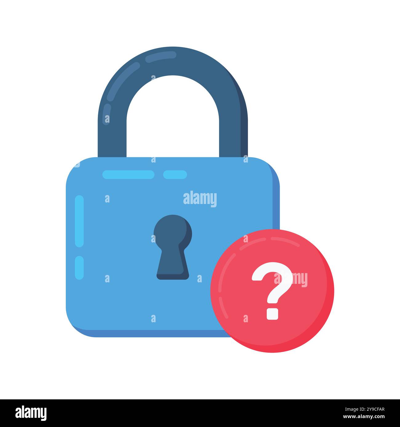 Padlock with question mark concept flat icon of security, safety or ...