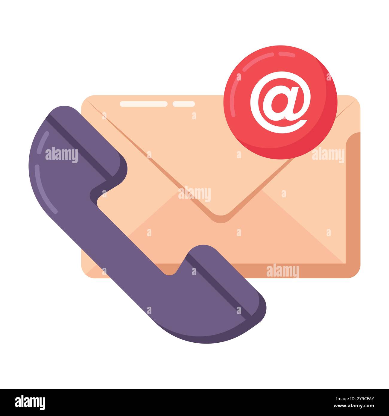 Phone receiver with letter denoting concept flat vector of contact us ...