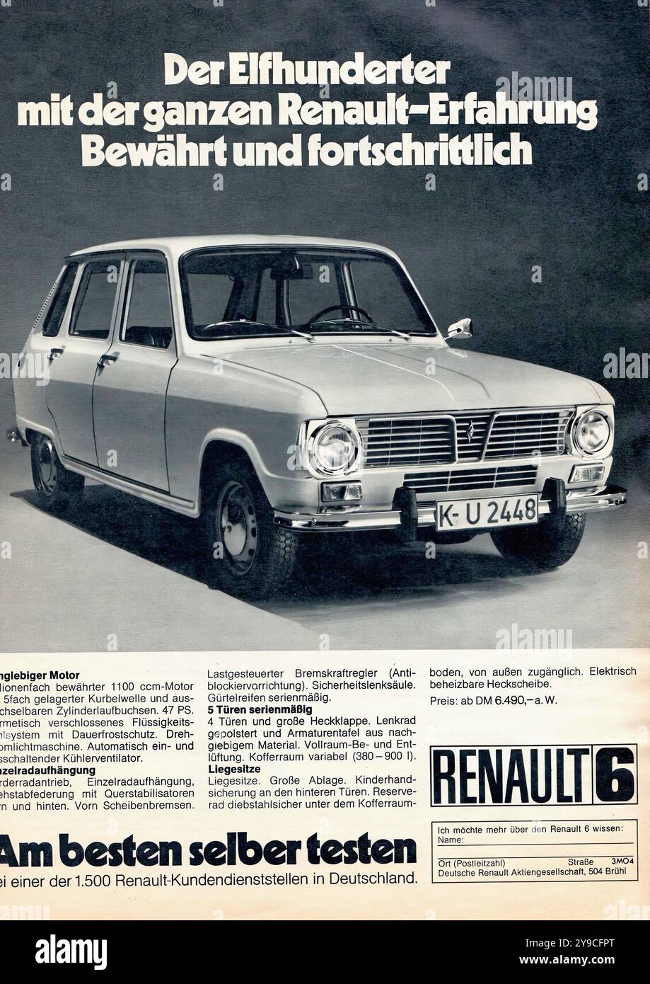 Renault 6 (1972) - Vintage German Press Car Advertising Stock Photo - Alamy