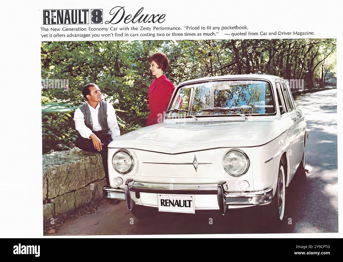 Renault 8 USA 0004 - Vintage press car advertising Stock Photo - Alamy