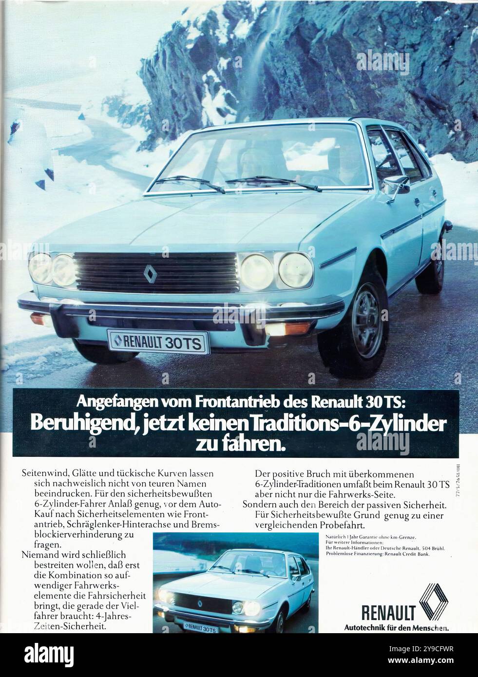 Renault 30 Ts (1977) - Vintage German Press Car Advertising Stock Photo ...
