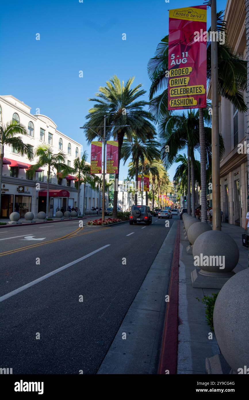 Rodeo Drive in Beverly Hills in Los Angeles, a famous street from the ...