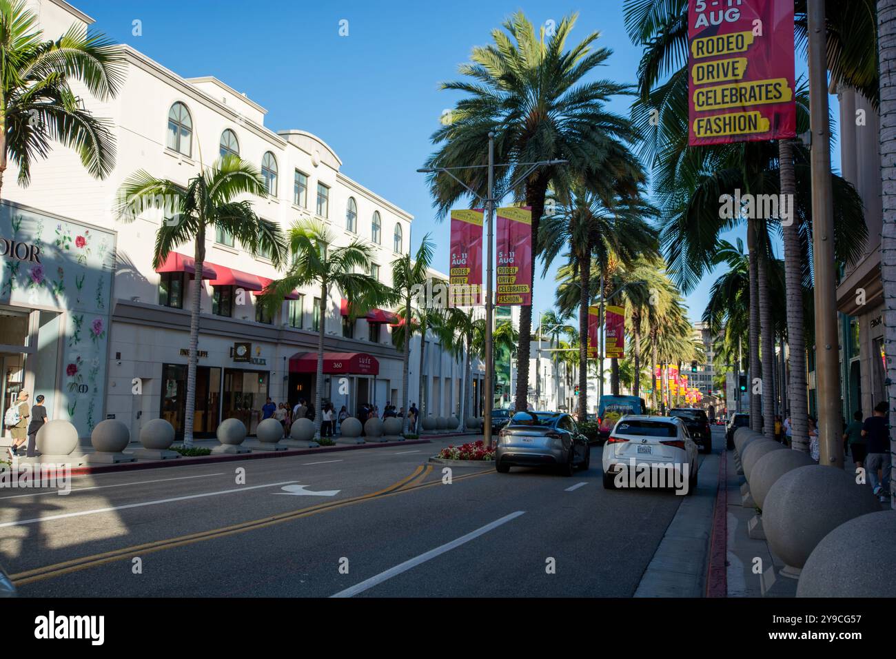 Rodeo Drive in Beverly Hills in Los Angeles, a famous street from the ...