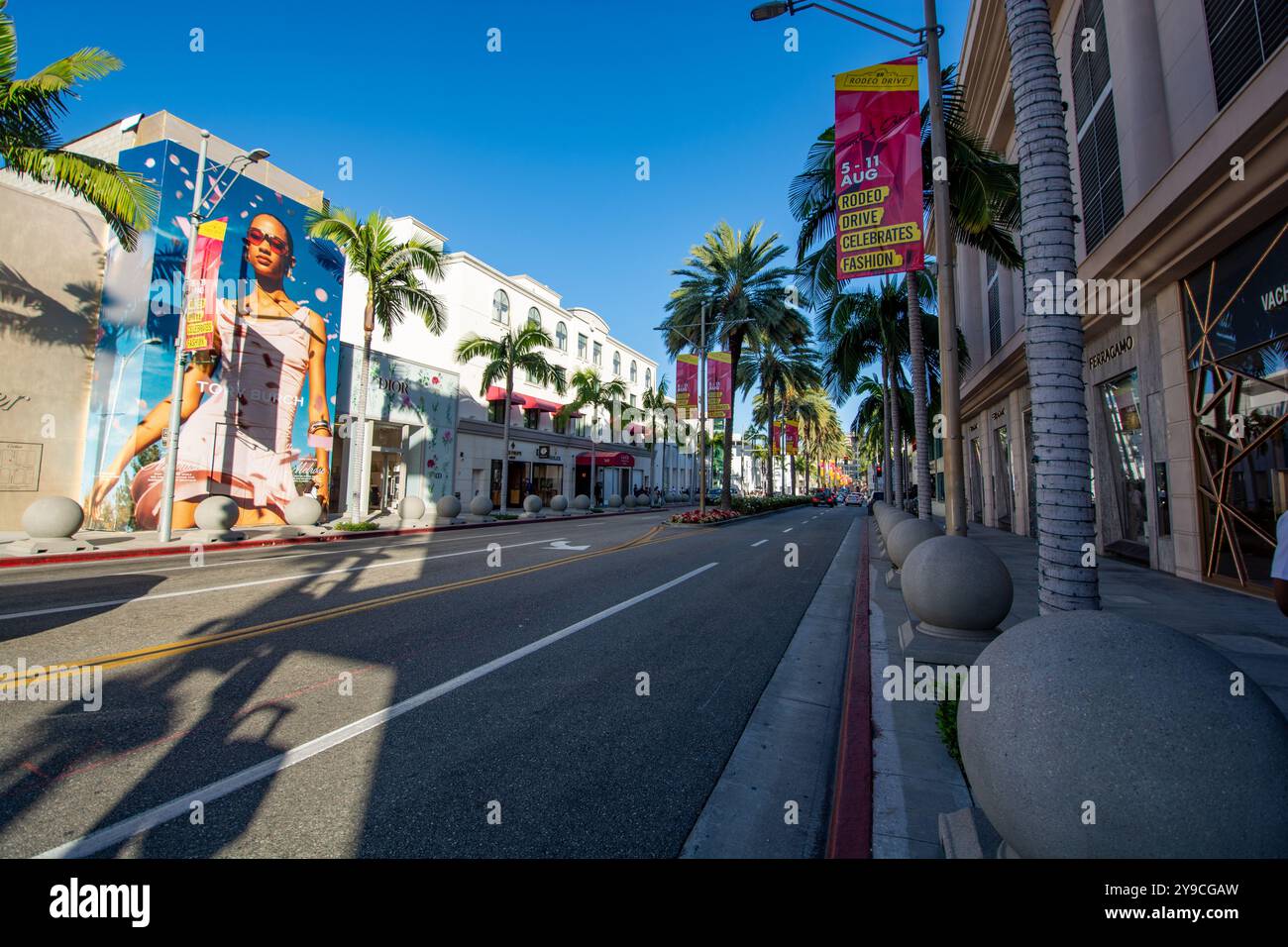 Rodeo Drive in Beverly Hills in Los Angeles, a famous street from the ...