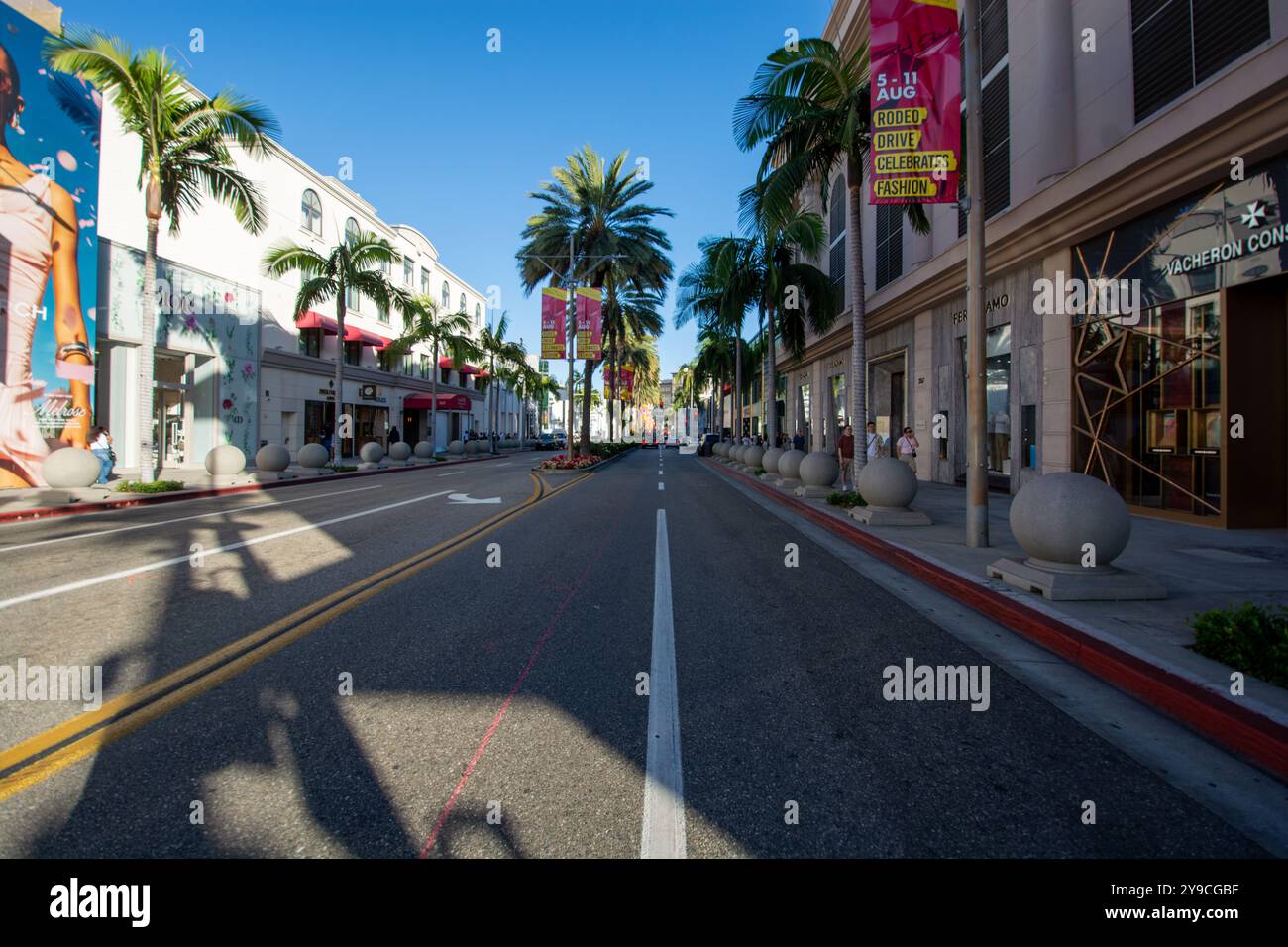 Rodeo Drive in Beverly Hills in Los Angeles, a famous street from the ...