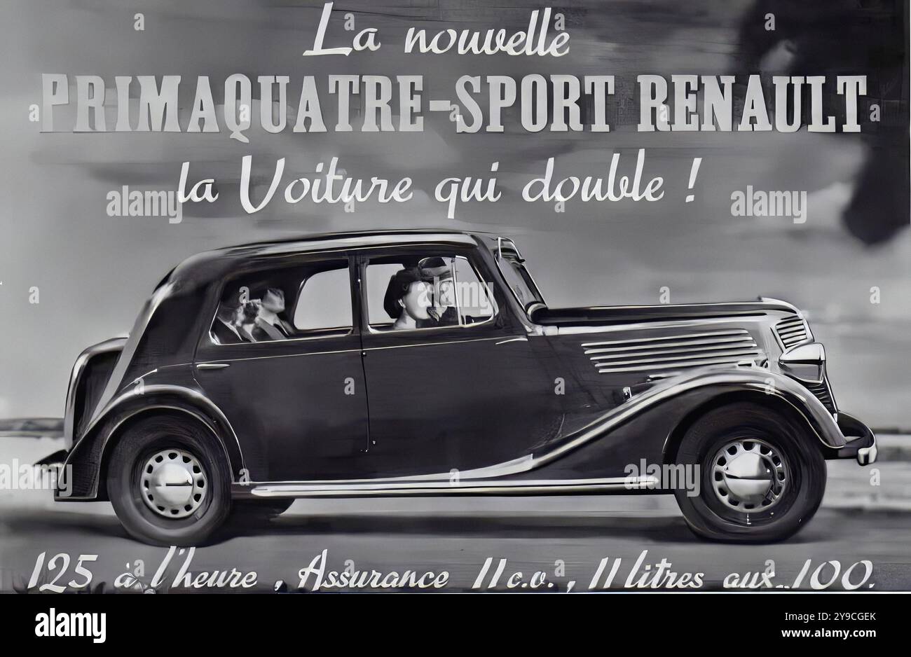 Renault Primaquatre Sport (1939) - Vintage press car advertising Stock ...