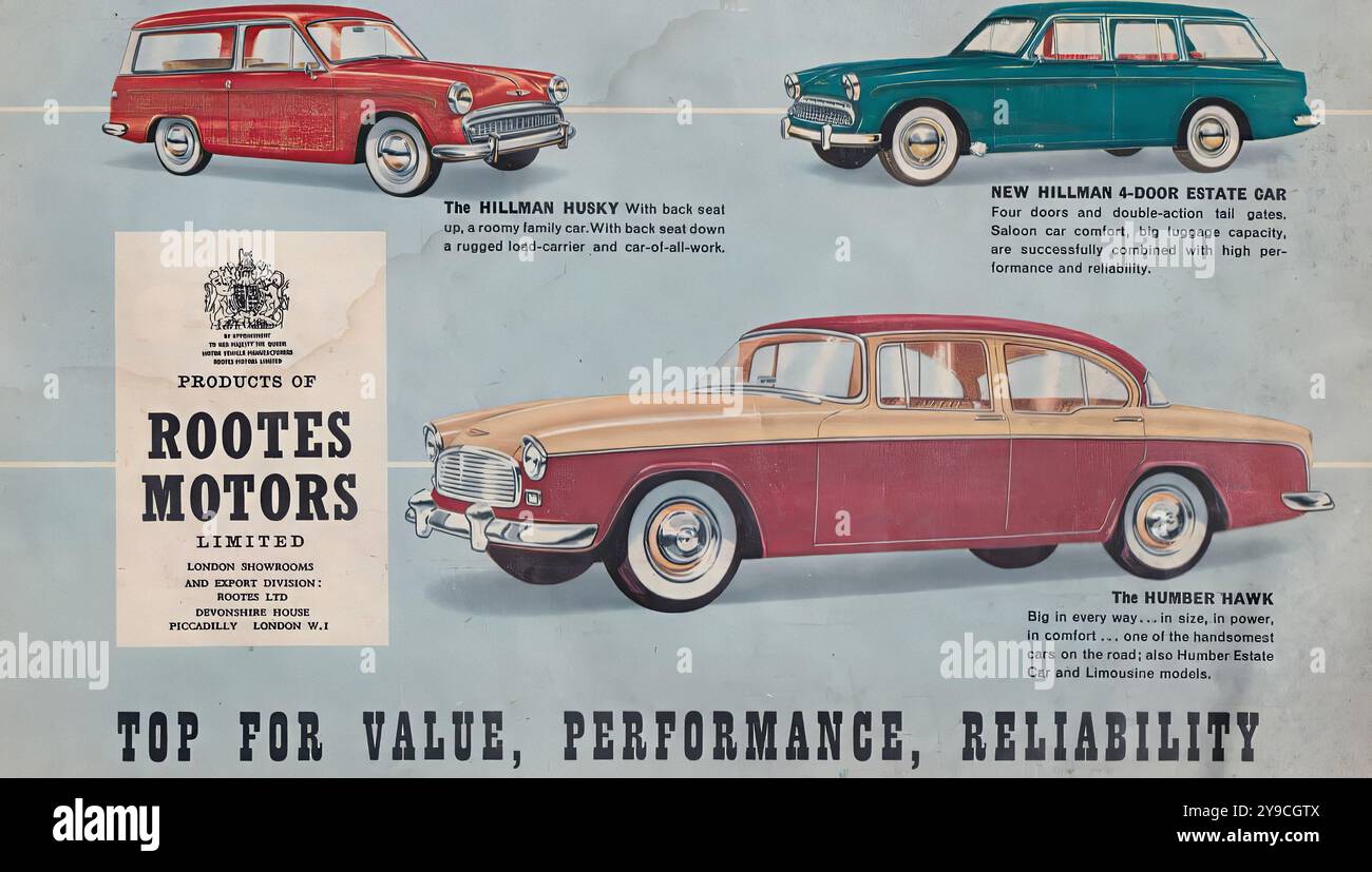 Rootes Group 1959 models 0001 - Vintage press car advertising Stock ...