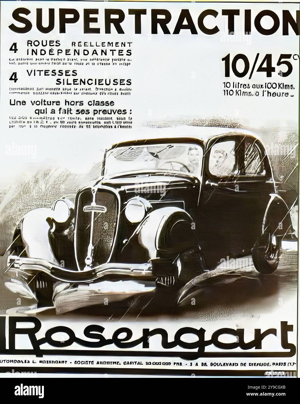 Rosengart Supertraction (1935) - Vintage press car advertising Stock ...