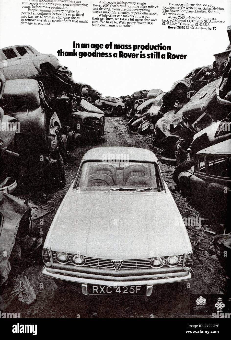 Rover 2000 (1966-67) P6 - Vintage press car advertising Stock Photo - Alamy